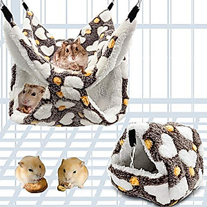 3 Pieces Small Pet Cage Hammock Set Hammock Hanging Tunnel Rat House for Small Animals Soft Double-Layer Sugar Glider Hammock Accessories Set for Parrot Ferret Squirrel Hamster Rat Playing Sleeping