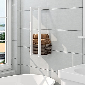 SUMGAR Wooden Towel Racks for Bathroom Wall Mounted, 27.6'' White Towel Holder for Organizing Washcloths Hand or Large Bath Towels in Bathroom, RV, Camper