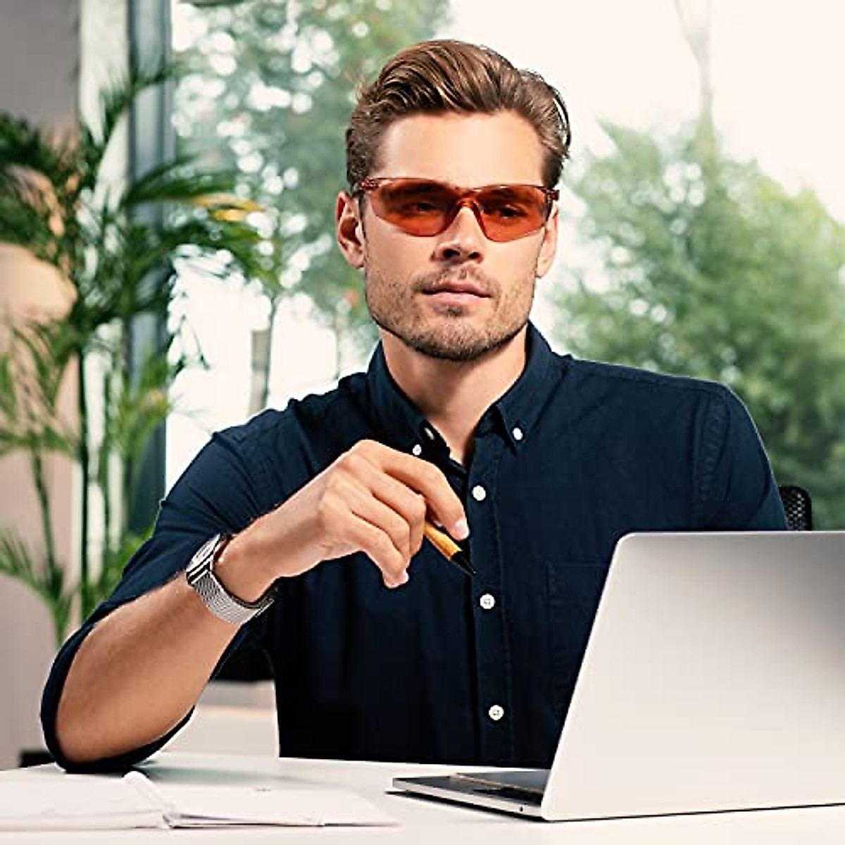 NoCry Lightweight Blue Light Blocking Glasses with Orange Lenses, Anti Fog and Anti Scratch Coating and UV 400 Protection; ANSI Z87.1 Certified