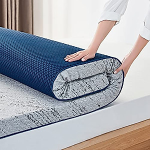 LINSY LIVING Mattress Topper Queen Gel Infused Memory Foam Mattress Topper, 3 Inches Cooling Bed Topper Queen Size with Removable Cover, CertiPUR-US & Oeko-TEX Certified, Queen