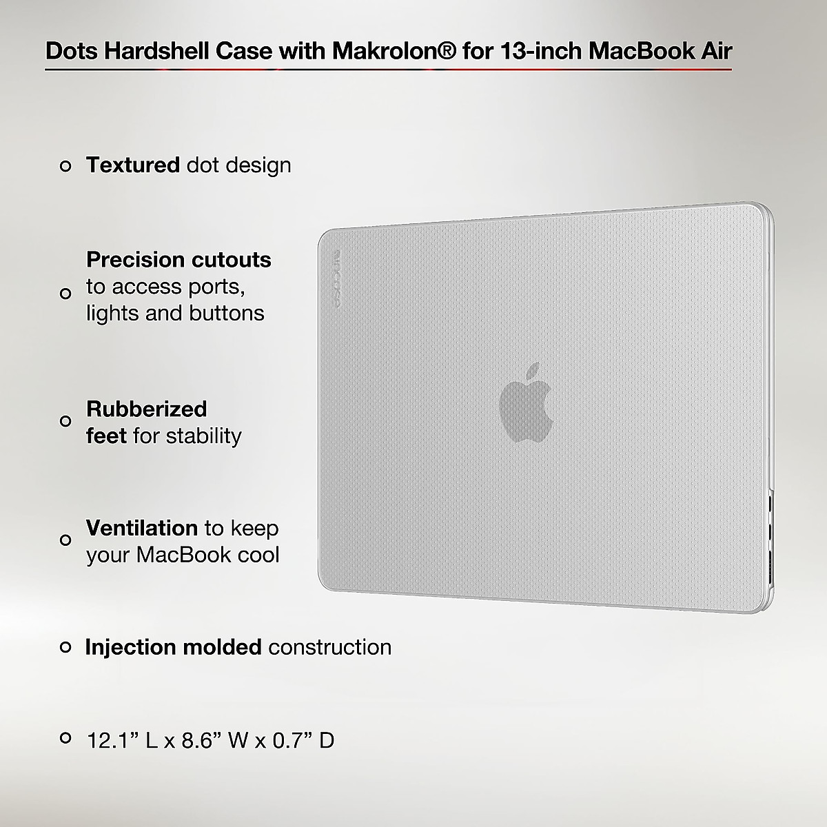 Incase Dots Hardshell with Makrolon® - MacBook Air 13 inch Case - 2025, 2024, 2023, 2022, M4, M3, M2 - MacBook Case, Laptop Cover, Protective Hard Shell, Scratch Resistant, Lightweight - Clear