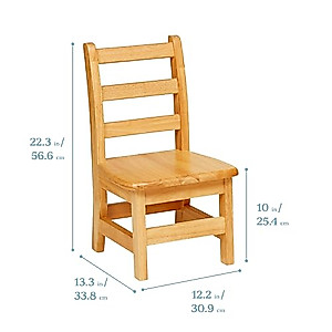 ECR4Kids Three Rung Ladderback Chair, 10in Seat Height, Classroom Seating, Honey, 2-Pack