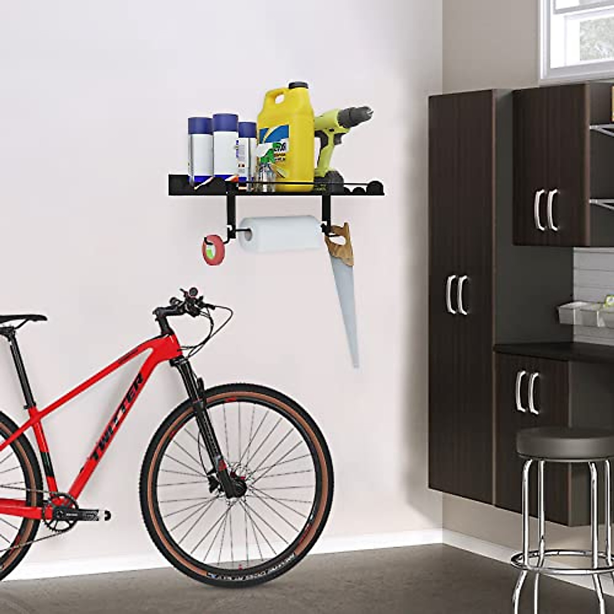 Dobures Paper Towel Holder, Garage Quick Clean Station, Garage Wall Mount Shelf, Utility Storage Rack,Tool Storage Rack, Holds 50 lbs