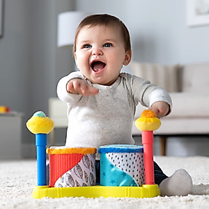 Lamaze Squeeze Beats First Drum Set - Baby Sensory Toy Includes Funny Animal Sounds - Colorful Baby Musical Toys for Early Childhood Development - Ages 12 Months and Up