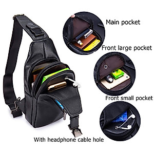 BULLCAPTAIN Genuine Leather Men Sling Bag Casual Travel Hiking Chest Bag Crossbody Shoulder Backpack