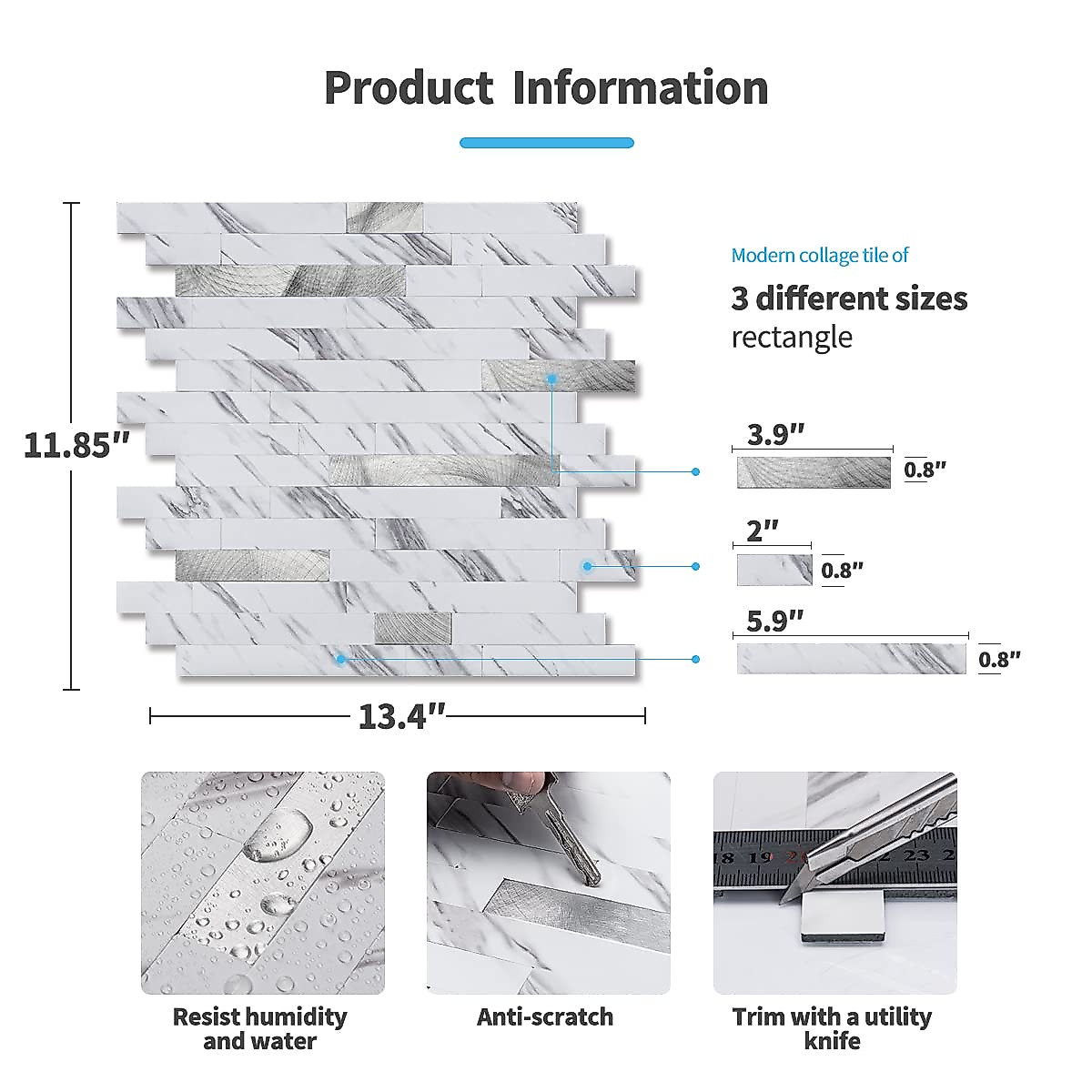 Art3d 10-Sheet Peel and Stick Backsplash Tile for Kitchen Bathroom Fireplace Laundry Room in White Marble Tone