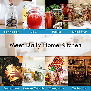 YEBODA 48oz Food Storage Canister Glass Jars with Clamp Airtight Lids and Silicone Gaskets for Multi-Purpose Kitchen Containers - Clear Square (2 Pack)