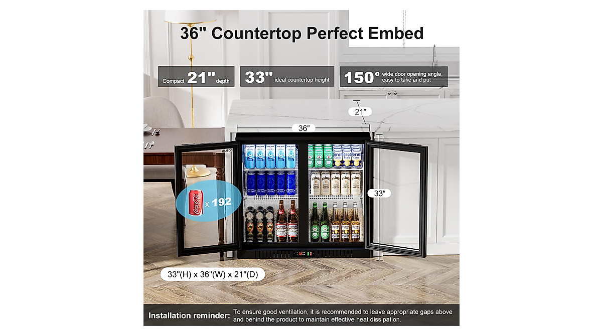 COTLIN 36" W Back Bar Cooler Beer Fridge Undercounter Refrigerator with ...