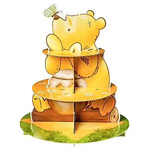 Z1juce Winnie Dessert Holder 3 Tier Winnie Party Dessert Holder Winnie Theme Cardboard Cake Stand for Birthday Party Decorations Winnie Cupcake Display for Boys Girls Birthday Party Supplies