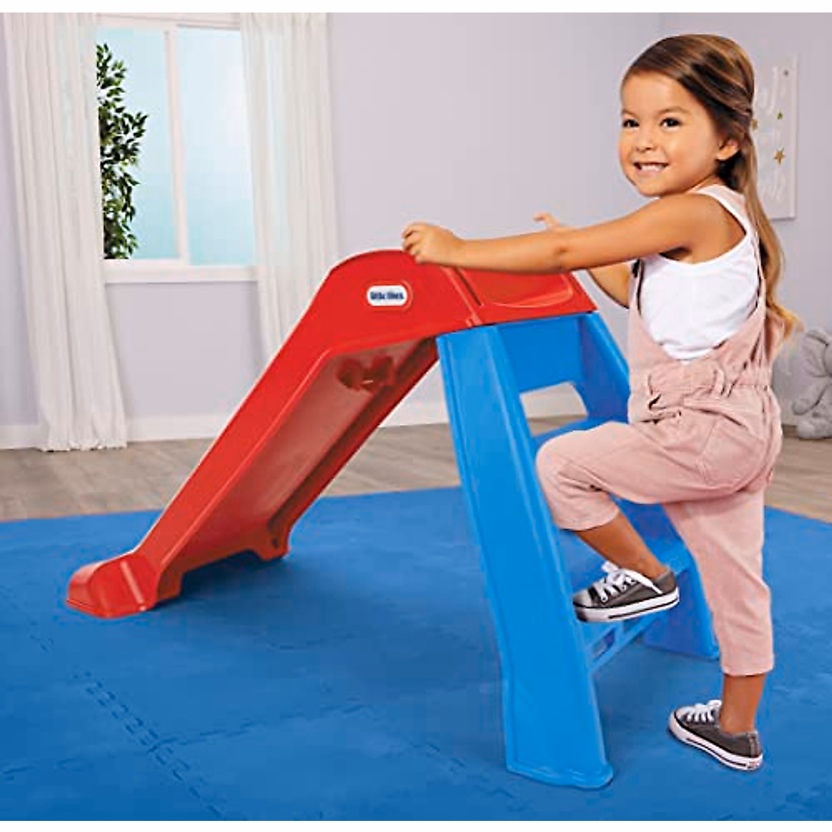 Little Tikes First Slip And Slide, Easy Set Up Playset for Indoor Outdoor Backyard, Easy to Store, Safe Toy for Toddler,Kids (Red/Blue), 39.00''L x 18.00''W x 23.00''H