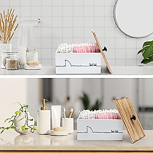 Hoolerry Wood Tampon Holder for Bathroom Farmhouse Pad and Tampon Organizer for Bathroom Feminine Product Organizer Rustic Tampon Storage Container for Bathroom Countertop (Simple Style)