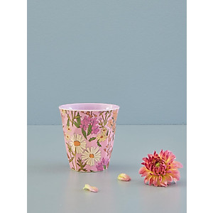 RICE BY RICE Melamine Medium Cup - Soft Pink - Daisy Dearest Print - 8.4oz