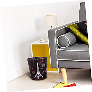 WHAMVOX Garbage Can Waste Paper Basket Metal Trash Can with Lid Decorative Trash Can Rubbish Bin 13 Gallon Trash Can Out The Office Decor Household Trash Can Eiffel Tower Desk Leather