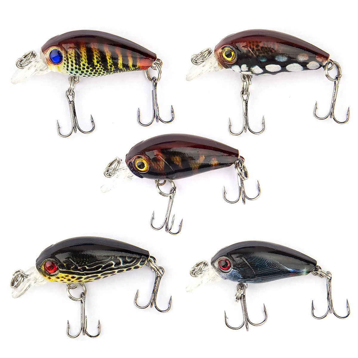 Crankbaits Fishing Lures Baits，Mini Fishing Lure Swimbaits Micro Crank Baits Topwater Lures for Freshwater Saltwater Bluegill Pumpkinseeds Trout Perch with Tackle Boxes (M01)