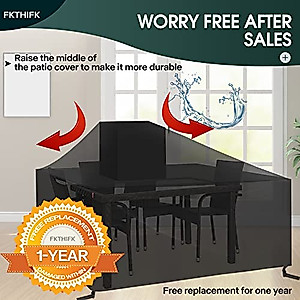 FKTHIFK 98''L x 78''W x 32''H Patio Furniture Cover, Outside Table and Chair Cover, Outdoor Dining Set Cover, Waterproof, Windproof
