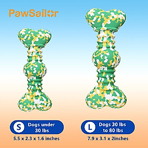PawSailor Indestructible Chew Toys for Aggressive Chewers Medium Large Dogs Food Grade Bamboo Fiber Degradable Tough Teething Chew Toys Pet Toy Gift Green L