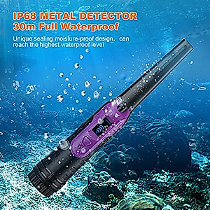 [2022 Newest] Metal Detector, LED Display Metal Detector Pinpointer, Handheld Pin Pointer Metal Detector, IP68 Full-Waterproof Underwater, Treasure Hunting Tool for Kids, Adults (HS-11 Purple)