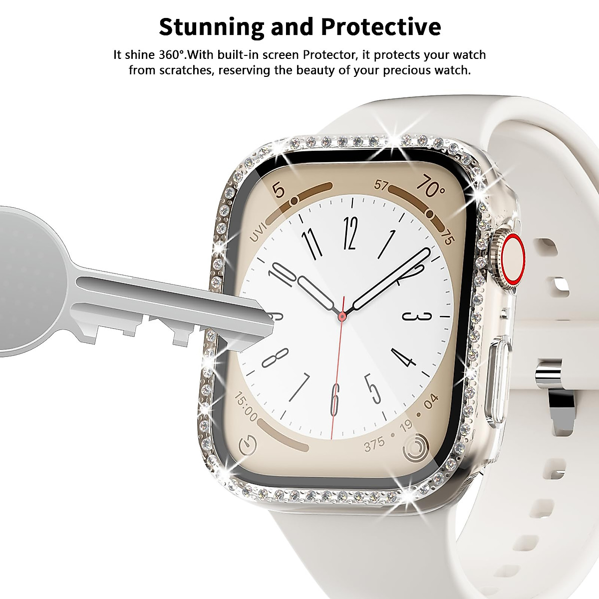 Rc-Z 3-Pack Bling Case for Apple Watch 42mm Series 3 2 1 Screen Protector, Women Glitter Diamond Rhinestone Bumper Face Cover for iWatch Accessories 42 mm