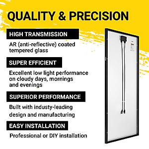 Spartan Power 200 Watt Solar Panel 9 Bus Bar Black Mono Great for RV, Trailer, Camper, Boat, Cabin, Farm, SP-200W