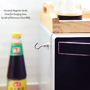 Neosmuk Magnetic Hooks, 27 lb+ Heavy Duty Earth Magnets with Hook for Refrigerator, Extra Strong Cruise Hook for Hanging, Magnetic Hanger for Cabins, Grill (Silver White, Pack of 10)