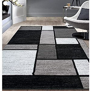 Rugshop Contemporary Modern Boxes for Home Office,Living Room,Bedroom,Kitchen Non-Shedding Area Rug 7' 10" X 10' 2" Gray