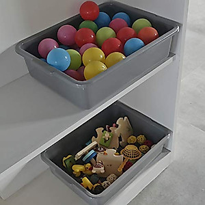 CadineUS 13 L Grey Plastic Tote Box Set of 4, Commercial Bus Box Large Plastic Dish Bin