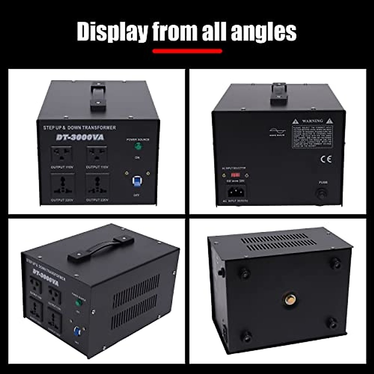 3000W Step Up & Down Voltage Transformer Converter AC 110V⇋220V DT-3000VA Voltage Converter Power Transformer Step-Up/Step-Down 110V - 220V/ 220V - 110V, with Dual Circuit Breaker Protection