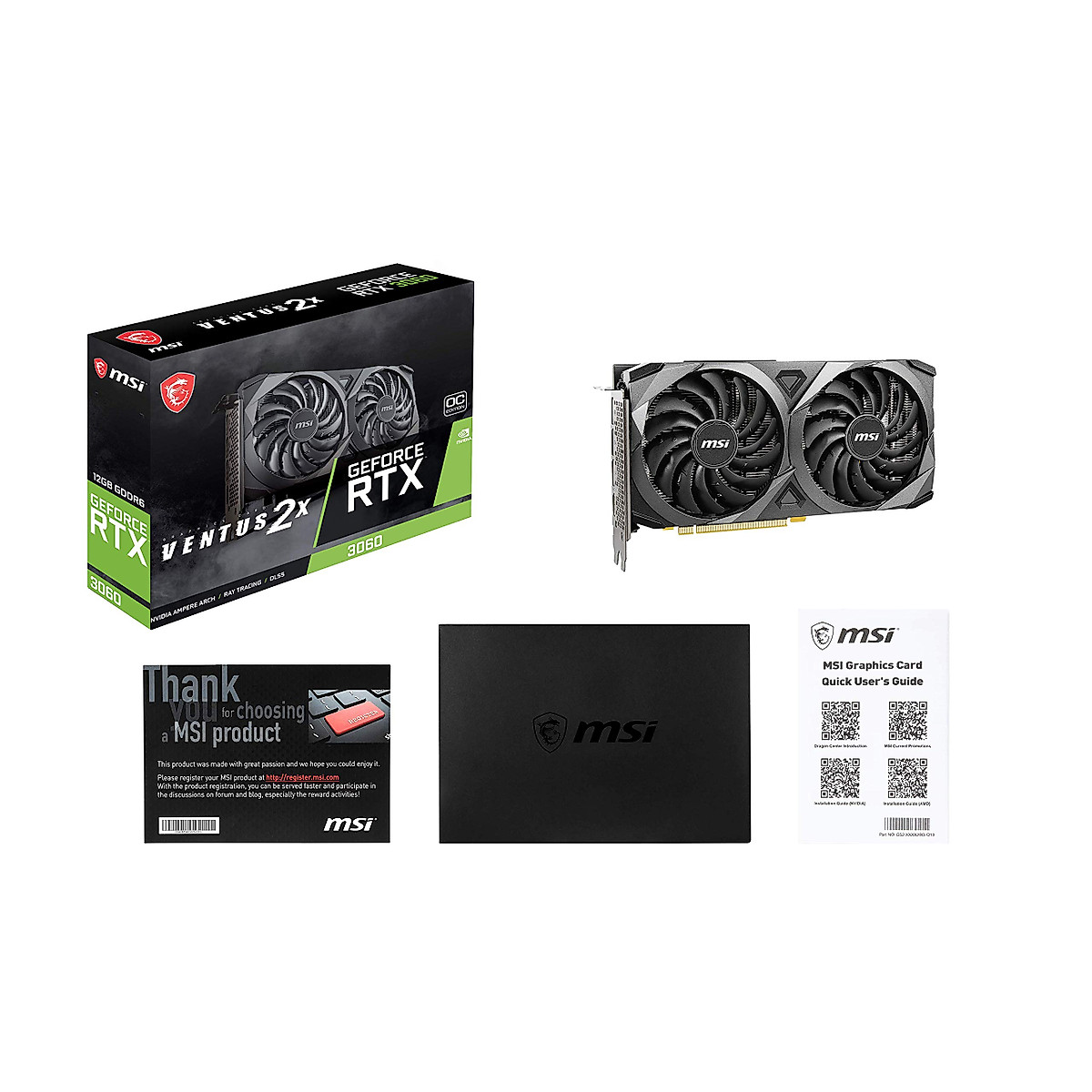 MSI Gaming GeForce RTX 3060 12GB 15 Gbps GDRR6 192-Bit HDMI/DP PCIe 4 Torx Twin Fan Ampere OC Graphics Card (RTX 3060 Ventus 2X 12G OC) (Renewed)