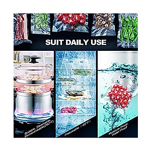 Vacuum sealer bags 100 bags 10” x 7” strong food grade BPA free works with all sealers. Precut Easy Tear Notch Textured Food Storage Bag,Seal Meal Snack Fruit Nut,Boil Steam Heat Freeze Safe Sous Vide Bags,Commercial Food Heavy Duty Sealable Bags