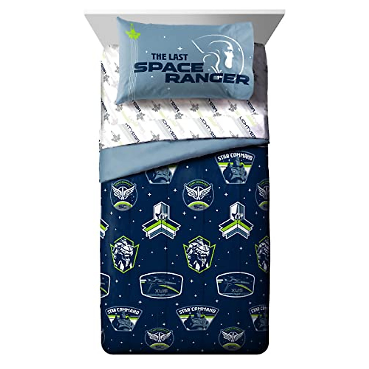 Jay Franco Disney Pixar Lightyear Space Command 7 Piece Full Size Bed Set - Includes Comforter & Sheet Set - Bedding Features Buzz - Super Soft Kids Fade Resistant Microfiber