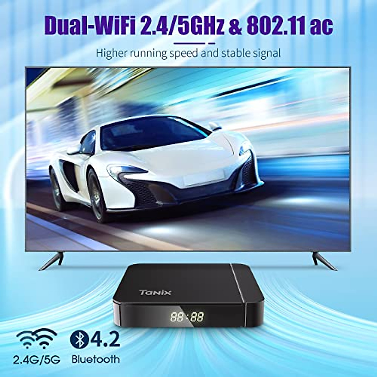 Android TV Box 11.0, Android Box 2GB RAM 16GB ROM Support 2.4G/5.8G WiFi6 Ethernet BT 5.0 3D/6K HDR 10+ Video Smart TV Box
