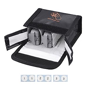 HeiyRC Lipo Battery Safe Bag for DJI Mini 4K/Mini 2/Mini 2 SE/Mini SE/Mavic Mini Batteries Protection Storage Case Fireproof Explosion-proof Pouch Accessories
