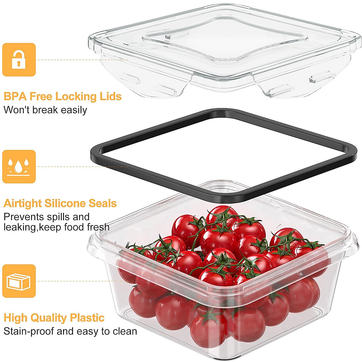 Fyrnova 34 PCS Food Storage Containers with Lids (17 Containers & 17 Airtight Lids), Leak Proof Plastic Meal Prep Container for Pantry & Kitchen Organization, BPA-Free with Labels & Marker