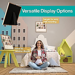 1Dino My First Year Baby Keepsake Picture Frame - 13.2"x 13.2" Rustic Wood Baby Frame Hold 12 Months Photo Inserts - Newborn Baby Registry, Shower Gift for Boys and Girls, Wall or Desk Nursery Decor