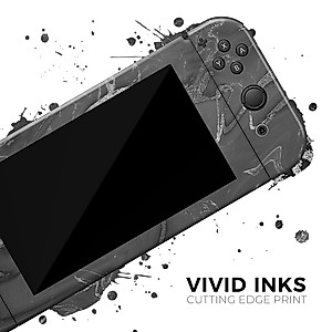 Design Skinz - Compatible with Nintendo Switch OLED Dock Only - Skin Decal Protective Scratch-Resistant Removable Vinyl Wrap Cover - Black & Silver Marble Swirl V7