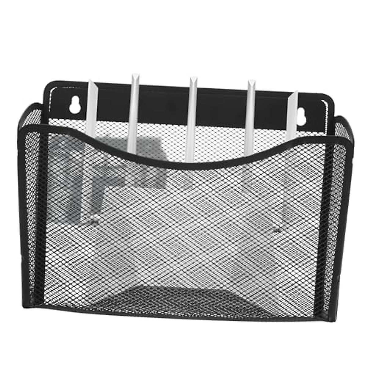 GETAJGHSD Wall Storage Hanging Basket Wire Baskets for Plants Pantry Organizer Baskets Router Bracket Grid Panel Hanging Basket Wall Router Holder Wire Storage Baskets Router Rack Black Iron