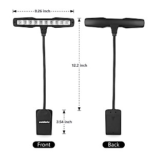 Vshinic Music Stand Light,Clip On Piano Lights 10 LED Orchestra Light,Fully Adjustable No Flicker for Piano,Book Reading, Mixing Table, DJ, Craft Work (Powered by AA Batteries, AC Adapter)