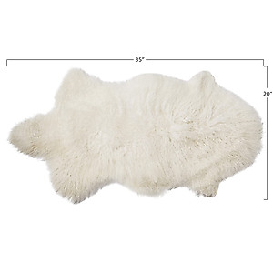 Bloomingville Mongolian Lamb Fur Rug Throw, Natural White