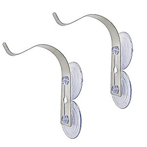 Spiral - 2-Pack Suction Cup Stainless Steel Hanger - Strong Heavy Duty for Garden, Kitchen and Bathroom, Hanging Bird Feeders, Plants, Wind Chimes, Wreath, Towel, Bathrobe and Loofah