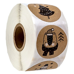 Black and White Holiday Animals Christmas Stickers / 500 Christmas Labels / 1.5" Round Winter Animals Envelope Seals / 6 Festive Designs