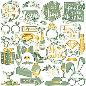 KatchOn, Bridal Shower Photo Booth Props - Pack of 35 | Olive Green Bachelorette Photo Booth Props for Bridal Shower Decorations | Bachelorette Party Photo Props for Bachelorette Party Decorations