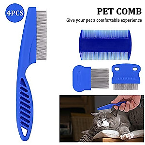 Molain Cat Dog Flea Comb, Pet Tear Stain Remover Comb Set Pet Dog Cat Grooming Comb (4 Pieces)