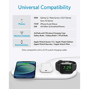 Anker Wireless Charging Station for Apple Products, PowerWave 3-in-1 Qi-Certified Pad for Apple Watch, iPhone 14/14 Pro/14 Pro Max/13, AirPods Pro (Watch Charging Cable & AC Adapter Not Included)