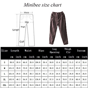 Minibee Women's Cropped Corduroy Pants Elastic Waist Retro Trouser with Pockets Brown