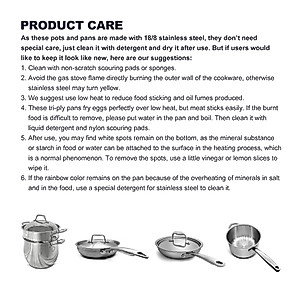 Fortune Candy 8-Inch Fry Pan with Lid, 3-ply Skillet, 18/8 Stainless Steel, Dishwasher Safe, Induction Ready, Silver