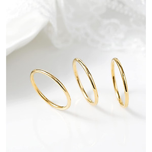 TIGRADE 3Pcs 1.5mm Stainless Steel Stacking Rings for Women Stackable Thin Ring Statement Band Comfort Fit Size 3-12, Gold, Size 6.5