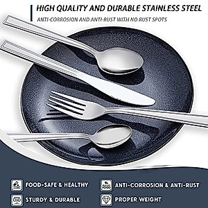 Silverware Set, Hunnycook 60-piece Silverware Set for 12, Stainless Steel Flatware Set, Include Fork Knife Spoon Set, Mirror Polished, Dishwasher Safe, Cutlery Set for Home Kitchen Restaurant