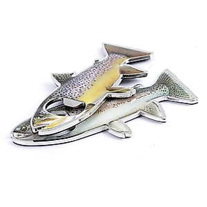 Hosfairy 2 in 1 Stainless Steel Bottle Opener Trout Fish Bottle Beer Can Opener (Yellow Trout)