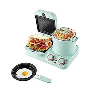 3 in1 Breakfast Station with Boiling Pot, Multi-Function Electric Home Mini Toaster Sandwich Maker with Easy Frying Pan and Food Steamer