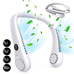LAESO Portable Neck Fan,Foldable Neck Fan Hands Free Bladeless Personal Fan,LCD Display USB Powered 3-Speed Neck Fan for Outdoor Indoor…